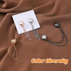 Multi-Function Magnetic Clothing Clips, 4 Pack Strongest Magnetic Strength Buttons Clips, Magnetic Shirt Accessories, Hijab Magnets with Chain, Shawl Clips for Women Magnetic Clothing Accessories