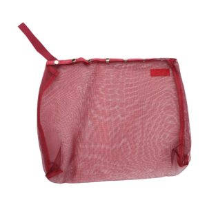 mybaggee Jumbo 7 Snaps Mesh Travel Knitting Bag with Snap Opening, Lightweight Nylon Storage Pouch for Yarns, Needles and Accessories (Red)