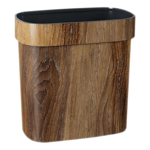 HOLIDYOYO Paper Trash Can Vintage Garbage Can Container Imitation Wood Kitchen Bucket Plastic Rubbish Bin Bedroom Wastebasket Office Waste Bin Basket Bathroom Living Room Home Organizer