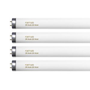 f20t12/d 20 watt light bulb daylight, 24 inch t12 fluorescent tube 20w compatible with philips sylvania ge light fixture 1400lm g13 cap 4 count