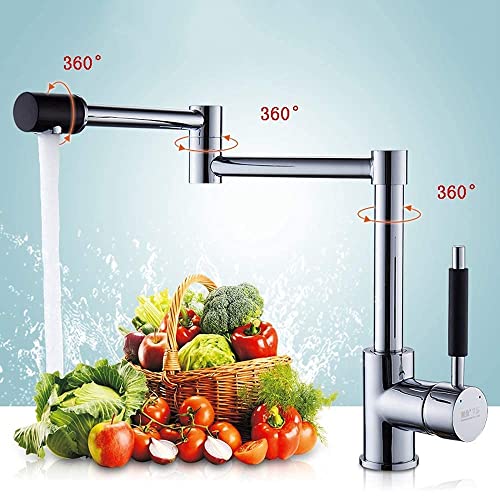 KNKQZXVDF -Taps,Faucets,Hot Cold Mixer Tap The Copper Gold European Rotary Tank Washing Dishes in a Bathtub Faucet Foldable Kitchen Sink Hot and Cold Water Faucet