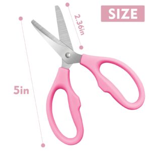 Pink Scissors for School Multipurpose Stylish: 5 inch - Comfort Grip - Stainless Steel - Scissors with Home - Office - for Cutting Paper - Open Envelopes - Cut Tape (Ping)