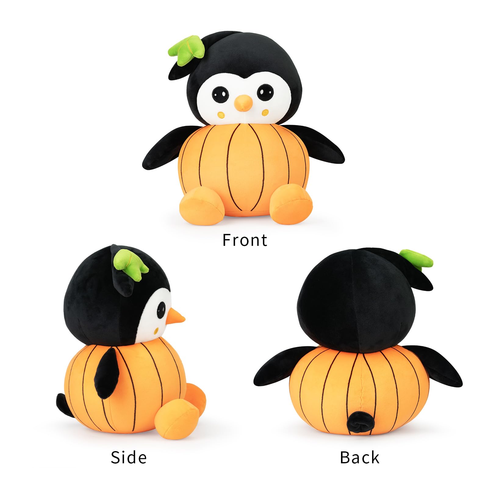 Halloween Toys Stuffed Pumpkin Penguins Halloween Theme Throw Pillows for Boys and Girls Halloween Party Favor Decorations Children's Gifts (Black and Orange)