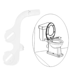 Ultra Slim Bidet Toilet Seat Attachment Dual Nozzle Self Feminine Butt Wash Bidet Attachment 3/8 Inch Tee