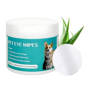 cinokai pet eye wipes for cats and dogs, dog eye wipes, eye wipes for dogs, pet eye wipes for remove tear stain, eye debris, 100 count