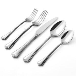 kingstone silverware set, 40-piece 18/10 stainless steel flatware set cutlery set for 8, for kitchen, home, wedding, party, mirror polished and dishwasher safe, featured gifts