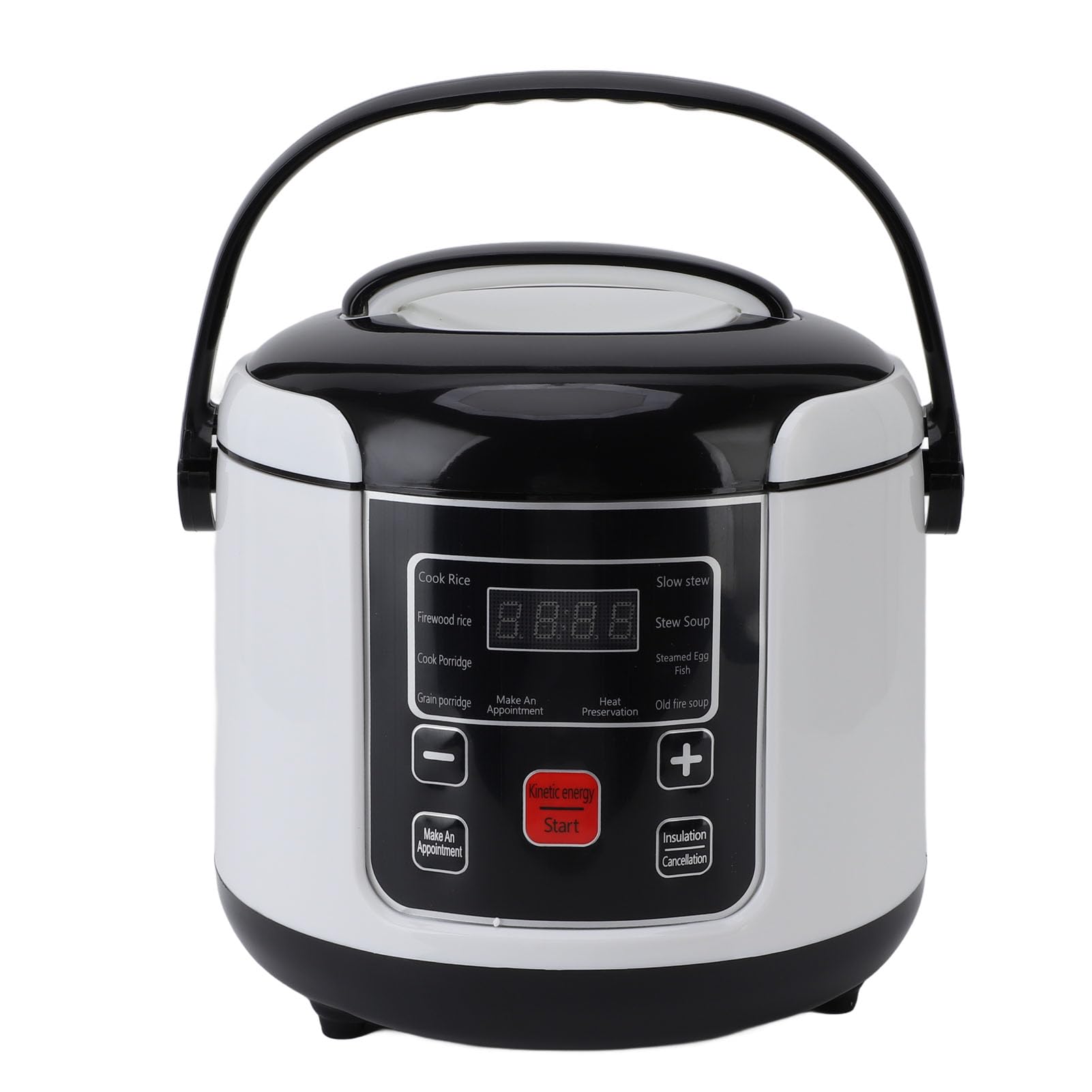 Mini Rice Cooker, 2L Portable Stick Proof Multifunctional Travel Rice Cooker with Inner Pot Steam Basket, 24H Reservation, Cooking Heating and Keeping Warm for Cars,