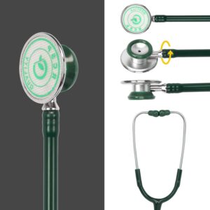 Stethoscope for Medical Students and Doctors | Micro Plus Acoustic Waterproof Lightweight | Chest Piece with Flexible Latex Free Tube & Soft Sealing Ear Knobs Green