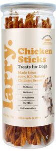 larry chicken strips for dogs (6 oz) - single ingredient dog treat - dehydrated real meat dog treats natural chicken sticks dog jerky treats sourced in the usa - 6 oz (pack of 1)