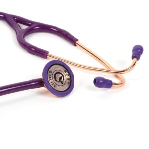 RCSP Cardio Stethoscope for Doctors and Nurses, Lightweight Chest Piece, Flexible Jointless Tube, Soft Ear Knobs, Rose Gold, Single Head Brass (PURPLE)