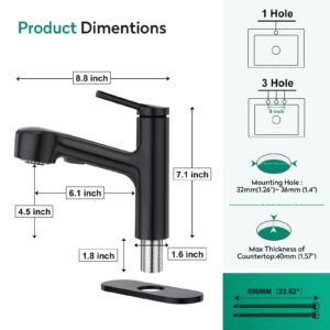 CREA Black Single Hole Bathroom Faucet 1 Handle Pull Out Bar Sink Faucets Laundry Faucet Utility Faucet with Sprayer Handheld Bath Tub Faucet Baby Pets Toilet Faucet Vanity Basin Mixer Tap