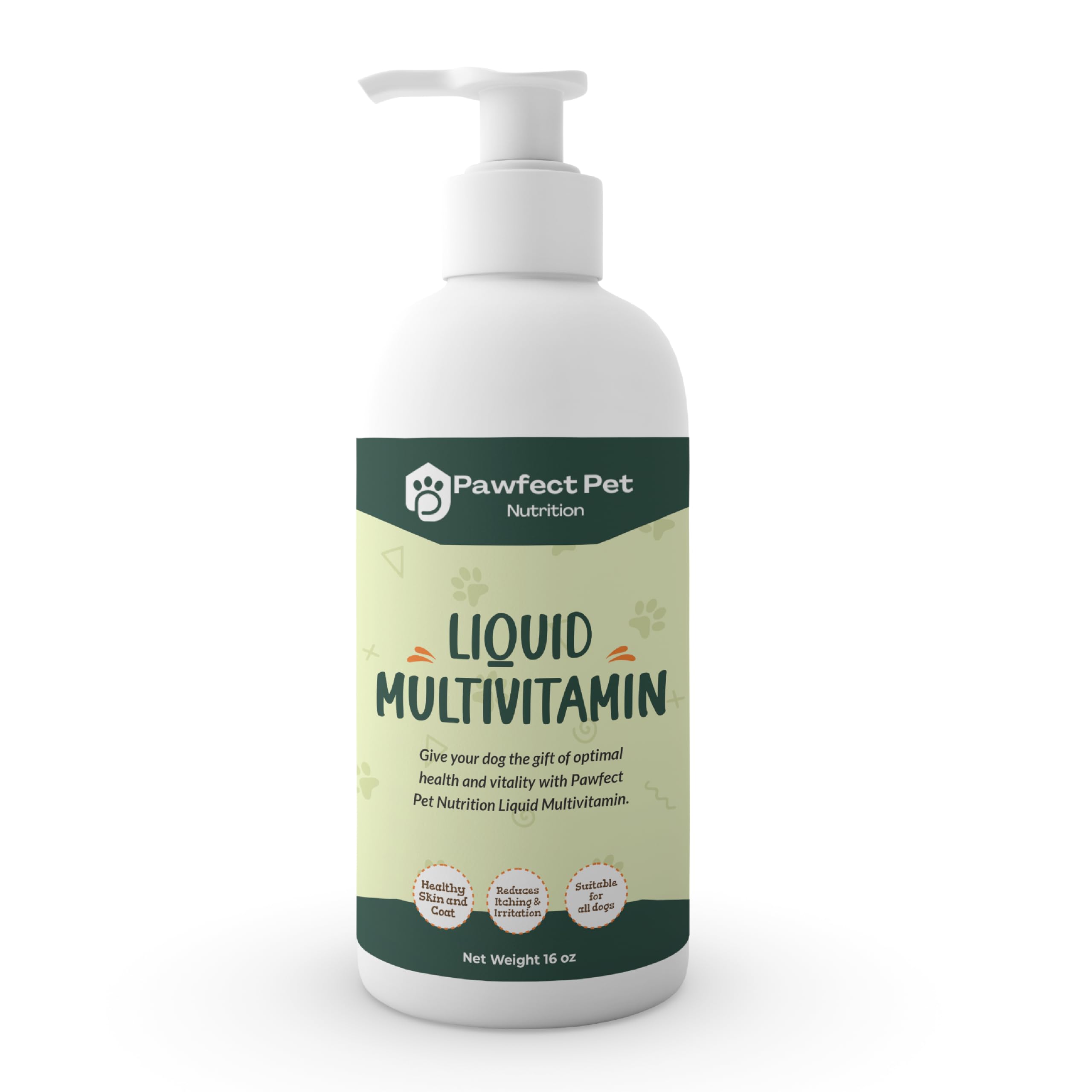 Pawfect Pet Nutrition Liquid Multivitamin Treats for Dogs - Glucosamine Chondroitin for Joint Support + Digestive Enzymes & Probiotics - Grain Free Vitamin for Skin & Coat + Immune Health (32 Oz.)