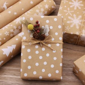 STEZHOU Wrapping Paper Set,5 Sheets Kraft Brown Recycled Gift Wrapping Paper,16.75 x 39.75 inches per sheet,Birthday,Wedding,Valentine's Day, Christmas,Baby Showe，Winter Solstice