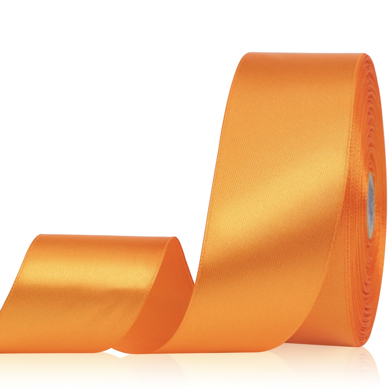 Sagaat Orange Ribbon 1-1/2 Inch 50 Yards, Solid Satin Ribbon for Flower Bouquet, Crafts, Gift Wrapping, Bridal Invitations, Hair, Festival and Party Decorations