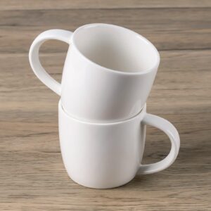 Tacuhy Ceramic Cappuccino Cups Set of 2, 8 oz Coffee Mugs, Coffee Cup for Cappuccino, Espresso, Latte (White)