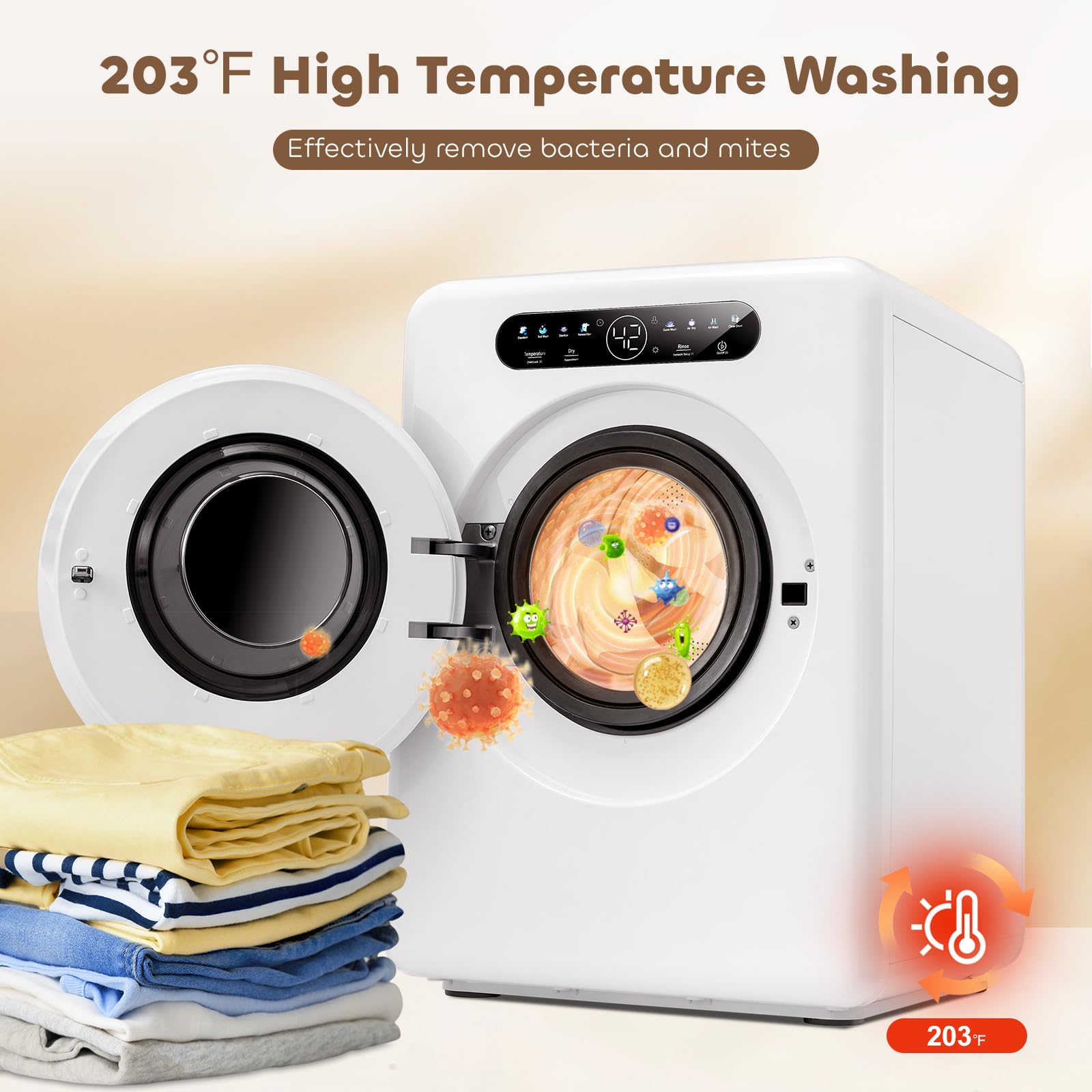 2 In 1 Mini Portable Washer and Dryer Combo, Mini Washing Machine With 24 Hours Reservation Mode and High-temp Stain Removal for Baby Clothes, Underwear, and Socks. (9l/pl)