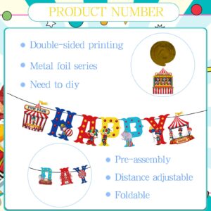 Circus Carnival Birthday Party Decorations - Yoyuspy 10PCS Circus Theme Party Decorations Happy Birthday Banner Hanging Swirls Funny Carnival Party Decor Clowns Theme Party Supplies for Kids