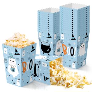 k kumeed 24 pcs blue halloween popcorn favor boxes,halloween party supplies cute ghost popcorn bowls popcorn buckets popcorn bags,boo theme candy cookie container for kids