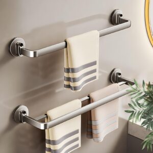 generic suction cup towel bar, bath shower towel holder shower door adhesive towel bar suction towel rack，aluminum rack for bathroom(grey,2 pole 60cm/23.62in), rdxdxcdfa-grey-2pole60cm/23.62in