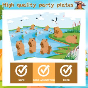 Joybileefun Capybara Birthday Decorations Party Supplies 96PCS Cute Capybara Plates and Napkins Tableware Set Animal Birthday Party Decorations Supplies for Baby Shower Kids Teens Serves 24 Guests