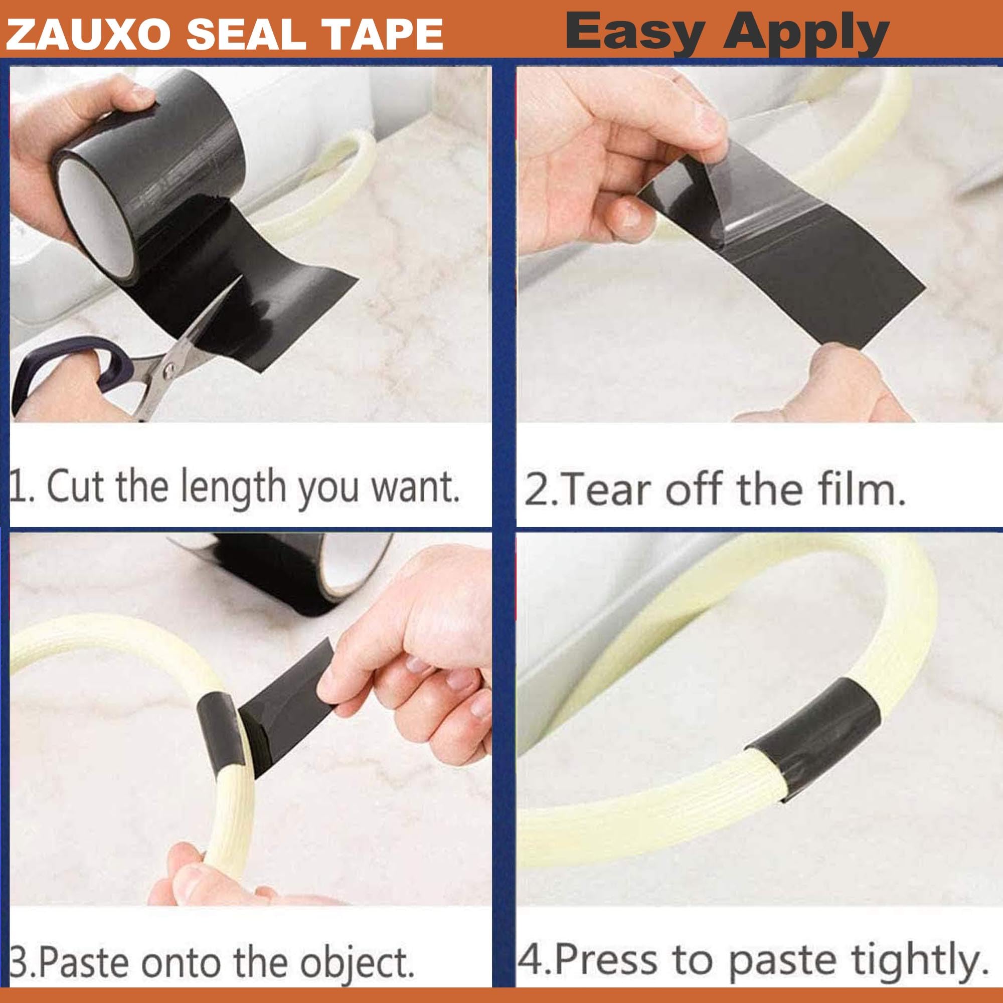 ZAUXO 4inX10ft Rubberized Seal Patch Tape - Waterproof Tape Seal and Patch Leaks for Home RV Roof Plumbing and Pool Repairs, Underwater, Indoor Outdoor