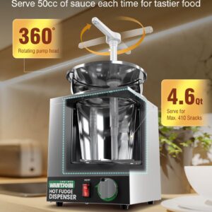 WantJoin Nacho Cheese Dispenser with Pump,4.6Qt Nacho Cheese Warmer,Stainless Steel Hot Fudge Warmer W/5-Level Temperature Adjustment,Hot Fudge Dispenser for Hot Fudge Cheese Caramel