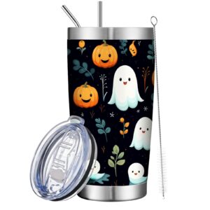 insulated tumbler 20oz halloween stainless steel coffee cups w/lid & straw double wall insulated tumbler mugs with lid and straw