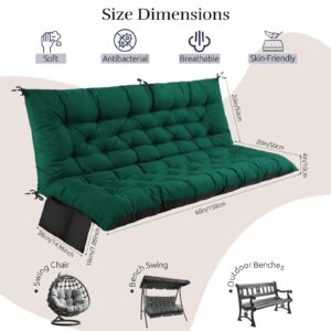 Porch Swing Cushions, Swing Cushions 3 Seater Replacement, 4" Thicken Waterproof Bench Cushion, Swing Cushions for Outdoor Furniture Patio Backyard Garden 60 x 40 inches Dark Green