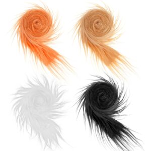 4pcs shaggy plush faux fur fabric 2 x 60inch precut strips fake fur soft fluffy fabric fuzzy craft fur for halloween gnome plush beard gnome hair role play diy crafts(white + black + brown + orange)