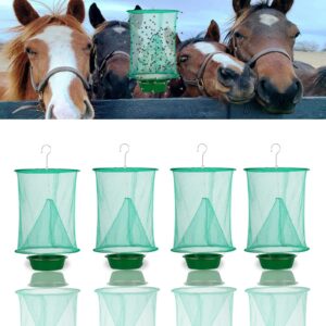 4 packs ranch fly trap - fly traps outdoor hanging 2024 upgraded fly catcher,stable fly trap fly bag reusable fly traps (green)