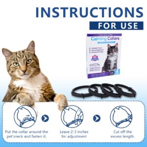 Calming Collar for Cats 4 Pack Cat Anxiety Relief and Stress Lasts 60 Days Cat Calming Collar Calming Pheromone Collar for Cats Cat Pheromone Collar Adjustable Size for All Cats(Black)