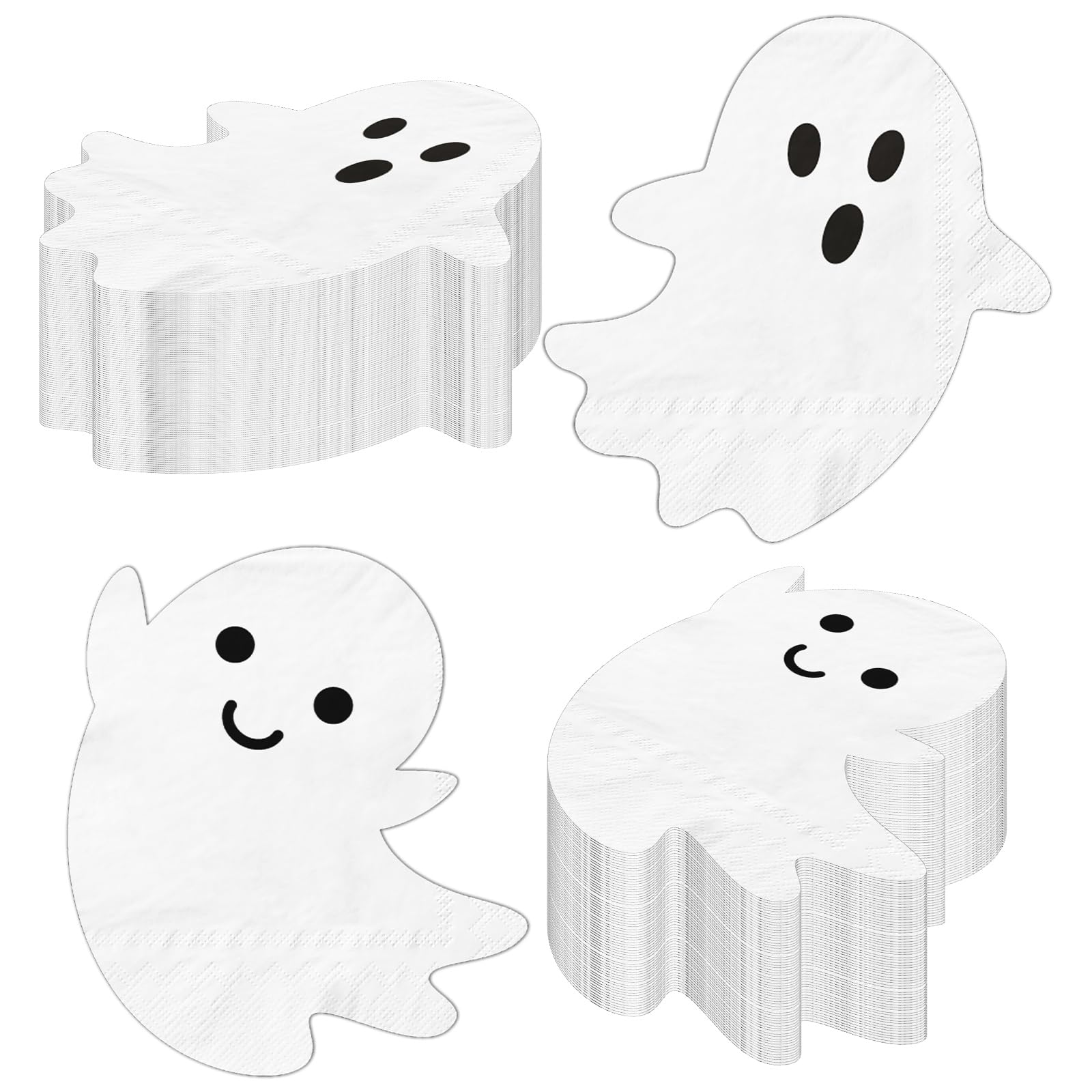 Halloween Napkins, 40pcs White Ghost Napkins Disposable Halloween Paper Napkins White Halloween Decor Boo Napkins for Kids Halloween Spooky Ghost Party Decorations