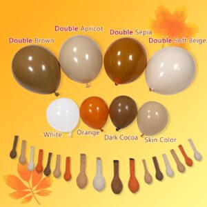 Fall Balloon Garland Arch Kit-152PCS Burnt Orange Balloons Double Stuffed Balloons, Cream Peach Apricot Terracotta Latex Balloon, for Birthday Party, Baby Bridal Shower, Wedding Decorations