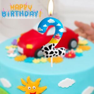 Zi Lan Toy Inspired Game Birthday Candle Cartoon Story Birthday Party Decorations Blue Sky White Cloud and Black Cow Birthday Cake Topper Candles for Boy Girl Cartoon Theme Party Decorations Supplies