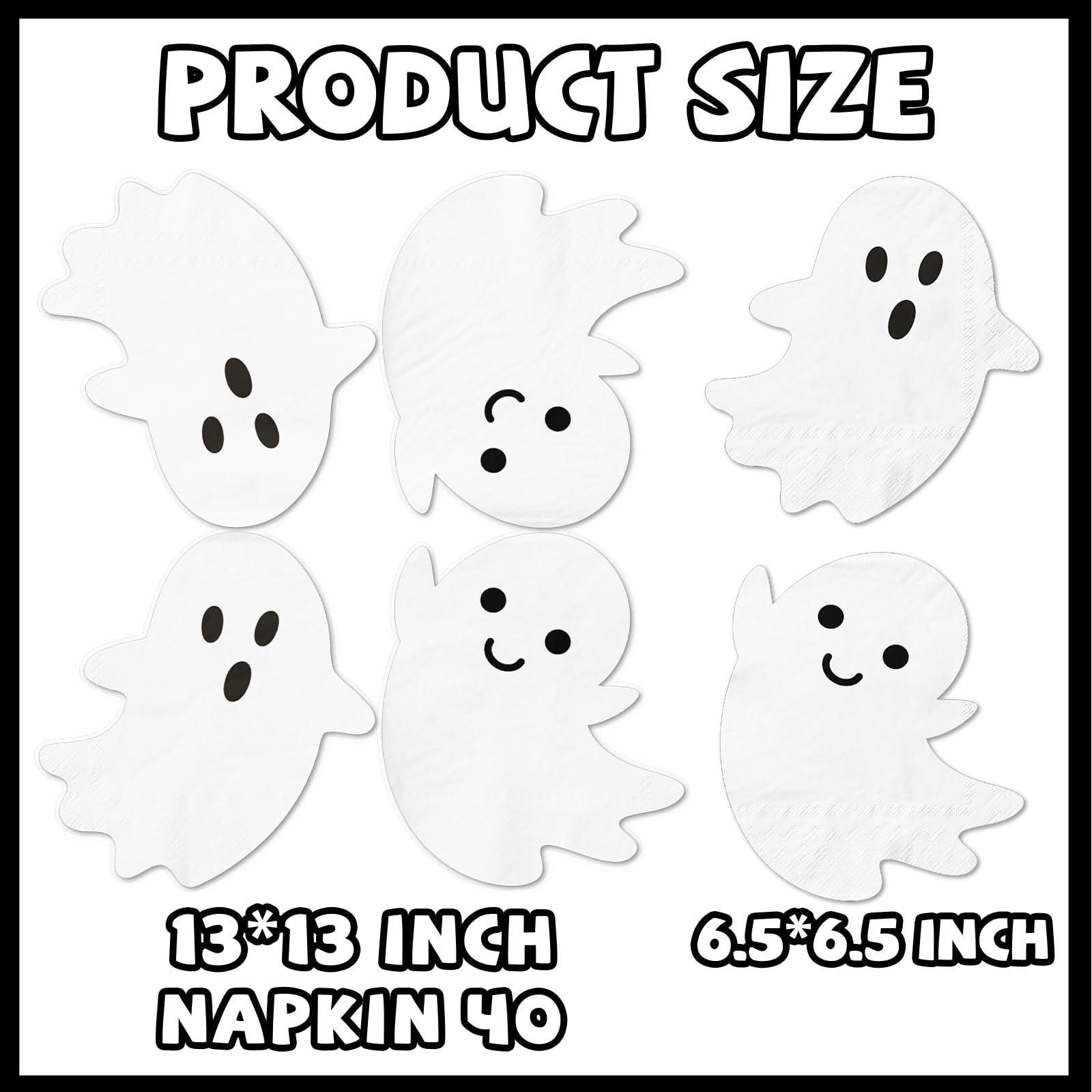 Halloween Napkins, 40pcs White Ghost Napkins Disposable Halloween Paper Napkins White Halloween Decor Boo Napkins for Kids Halloween Spooky Ghost Party Decorations