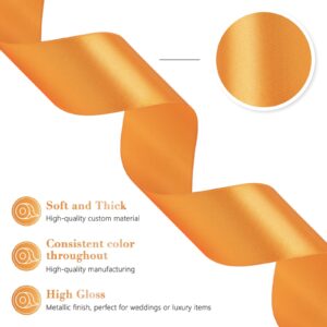 Sagaat Orange Ribbon 1-1/2 Inch 50 Yards, Solid Satin Ribbon for Flower Bouquet, Crafts, Gift Wrapping, Bridal Invitations, Hair, Festival and Party Decorations