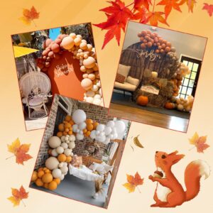 Fall Balloons Garland Arch Kit-148PCS Double Stuffed Burnt Orange Cream Peach Balloons Arch Kit in Different Sizes for Baby Shower Bridal Shower Fall Themed Thanksgiving Birthday Party Decorations.