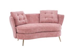 dercass polyester fiber loveseat sofa,upholstered couch with golden metal legs club 2-seat sofa for living reading room bedroom apartment small space dorm (pink)