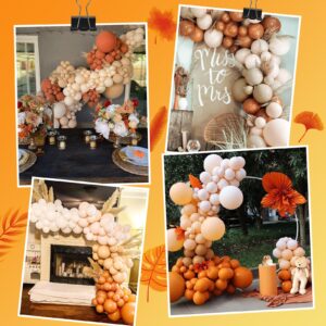 Fall Balloon Garland Arch Kit-152PCS Burnt Orange Balloons Double Stuffed Balloons, Cream Peach Apricot Terracotta Latex Balloon, for Birthday Party, Baby Bridal Shower, Wedding Decorations