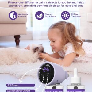 lesotc Cat Pheromones Calming Diffuser Effectively Relieve Anxiety Stress Cat Calming Diffuser Multicat Pheromones Diffuser Refill Reduce Fighting Spraying and Scratching Calm Relaxing Fits All Cats