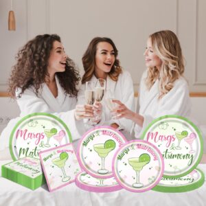 Margs and Matrimony Bachelorette Tableware, 60Pcs Margs and Matrimony Decor includes Margarita Plates and Margaritas And Matrimony Bachelorette Napkins, Mexican Fiesta Wedding Bridal Shower