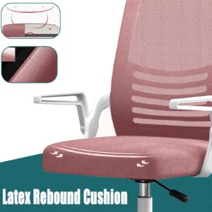 HDHNBA Computer Chair Mesh Ergonomic Office Chair Home Office Lumbar Support Padded Flip-up Armrest Swivel Desk Chair Pink Work Chair