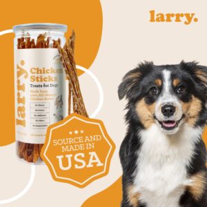 Larry Chicken Strips for Dogs (6 oz) - Single Ingredient Dog Treat - Dehydrated Real Meat Dog Treats Natural Chicken Sticks Dog Jerky Treats Sourced in The USA - 6 oz (Pack of 1)