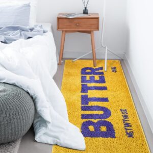 Butter Rug for Stylish Home Decor - Fluffy Microfiber Non Slip Kitchen Mat - Soft Runner Carpet for Living Room, Bedroom - 47"x20" Yellow Accent Rug for Indoor Spaces