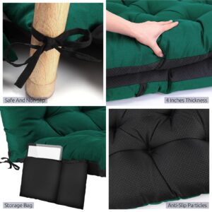 Porch Swing Cushions, Swing Cushions 3 Seater Replacement, 4" Thicken Waterproof Bench Cushion, Swing Cushions for Outdoor Furniture Patio Backyard Garden 60 x 40 inches Dark Green