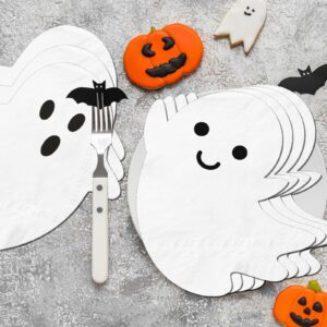 Halloween Napkins, 40pcs White Ghost Napkins Disposable Halloween Paper Napkins White Halloween Decor Boo Napkins for Kids Halloween Spooky Ghost Party Decorations