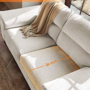 71.25" Modern Sofa Couch for Living Room, Deep Seat Sleeper Sofa with 8”Cushion, Comfy 2-Seater Chenille Loveseat Sofa with Convertible Armrest, Removable Sofa Cover, High Leg (Beige)