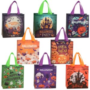 momojuli 8pcs halloween trick or treat bags，small non-woven halloween tote bags with handles reusable goodie gift bags multifunctional halloween party favors supplies 7.9"×7.9"×3.15"