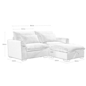 Eafurn Deep Seat Oversized Corduroy Loveseat Modular Sectional Sofa Convertible Corner Couch Bed with Movable Ottoman & Storage, L Shaped Sleeper Lounge Sofa&Couches for Living Room Office