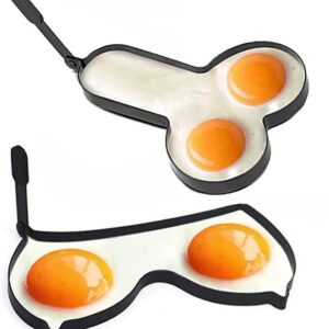 Cooplay 2 Set Funny Egg Rings, Stainless Steel Nonstick Cooking Mold with Foldable Handle, Romantic White Elephant Gifts DIY Kitchen Fryer Tool for Frying Eggs Mcmuffins and Omelet (Female and Male)